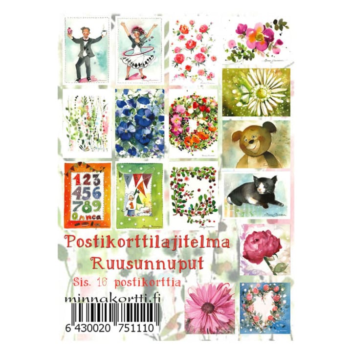 Minna L. Immonen / Onnittelu/postikortit "Ruusunnuput" 16 kpl - TueTiimiä.fi